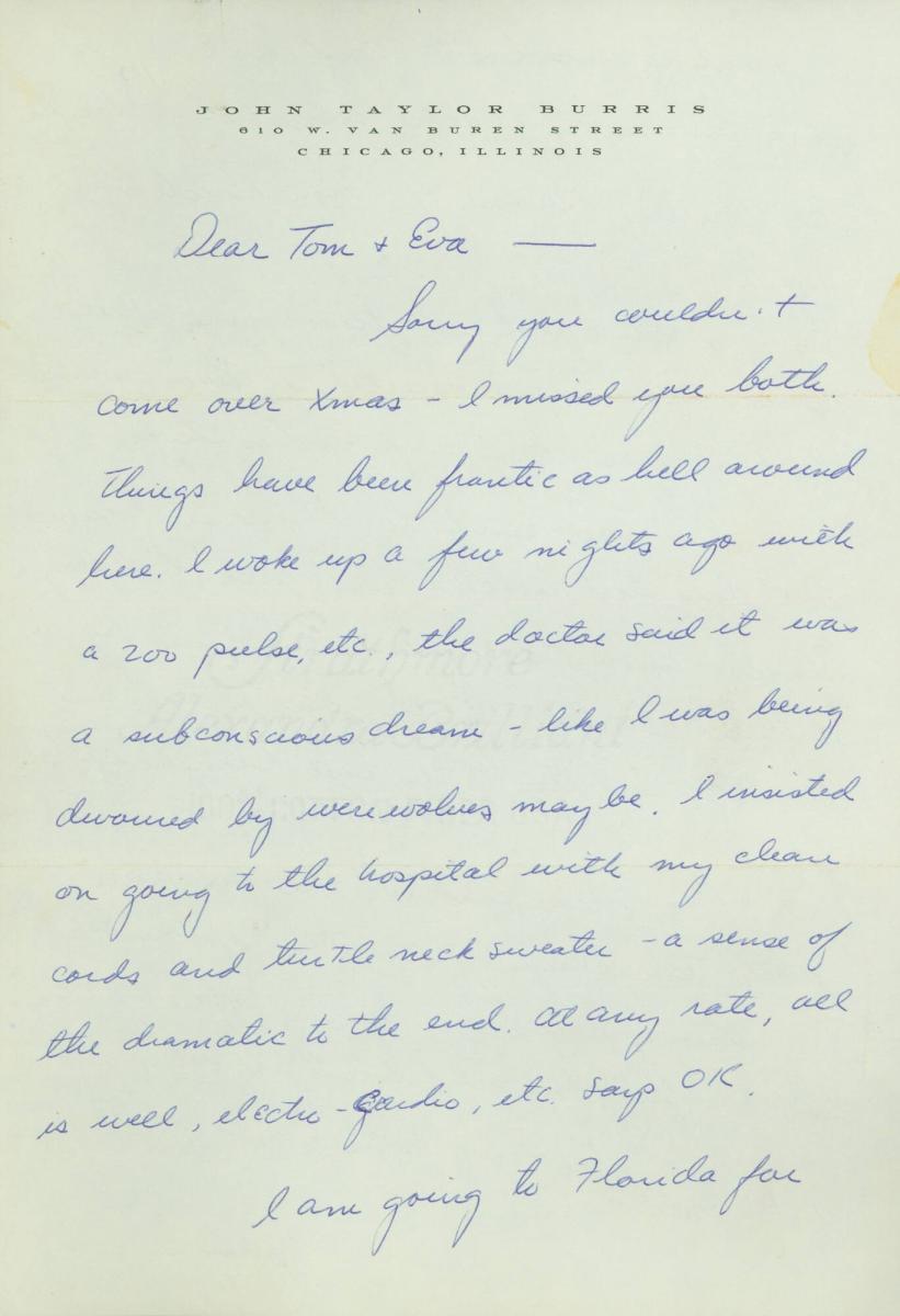 Letter from John Taylor Burris – Works – Allen Memorial Art Museum
